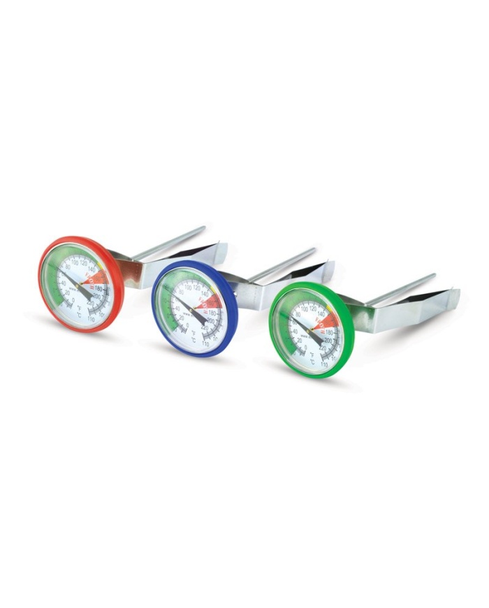 colour-coded milk frothing thermometers - barista thermometers